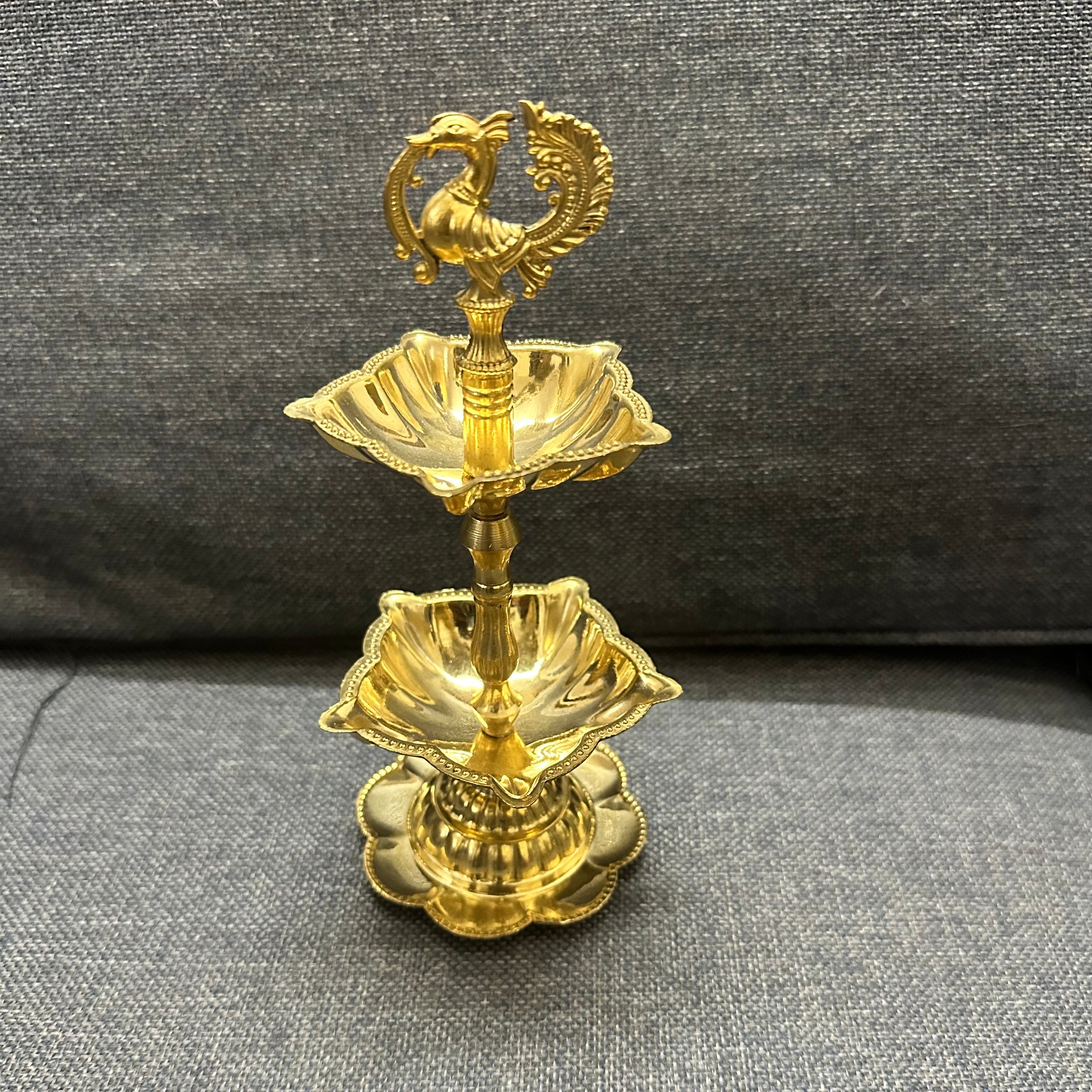 Brass Double Layer Anna Paravai Vilakku – Pai by Lee Gifts