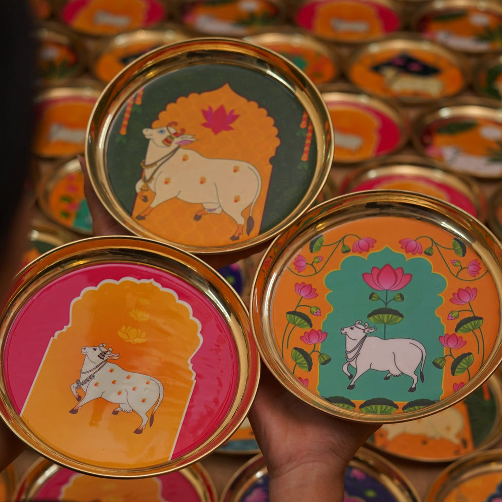 Pichwai brass plate - 8 inch (Assorted) – Pai by Lee Gifts